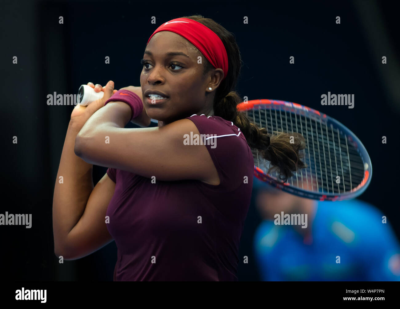 Sloane Stephens of the United States in action during her first-round ...