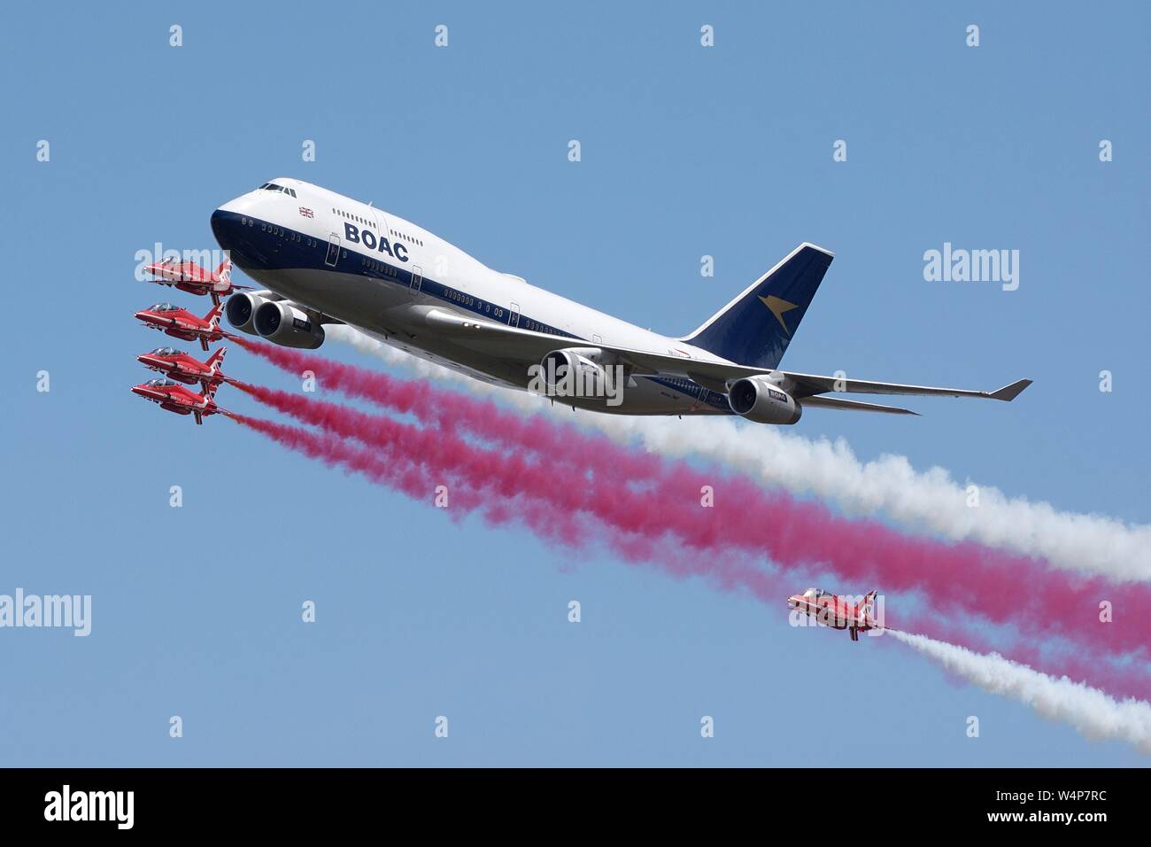 RAF Red Arrows and British Airways Boeing 747 RIAT Fairford 2019 Stock ...