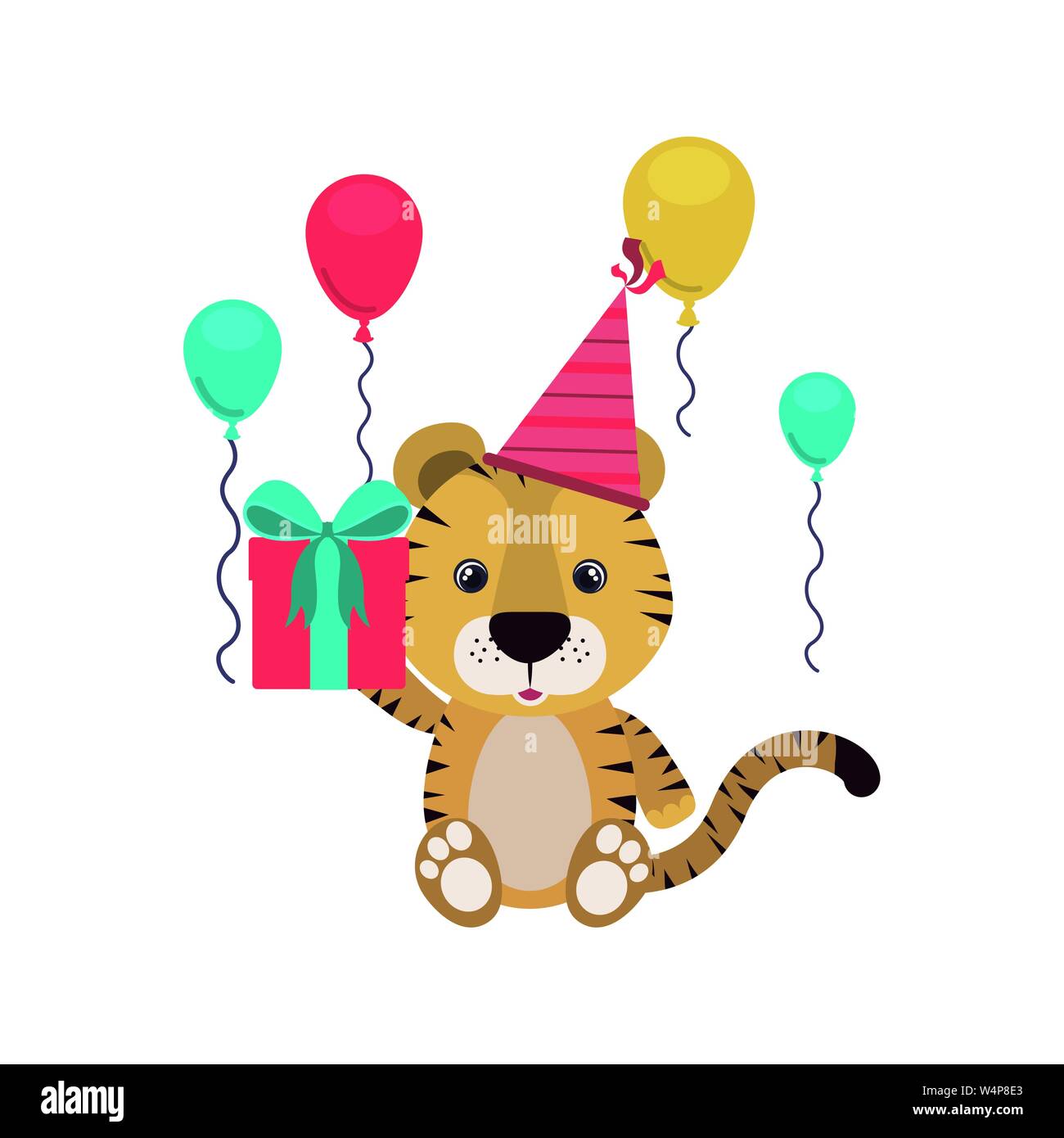 cute tiger with gift box Stock Vector Image & Art - Alamy