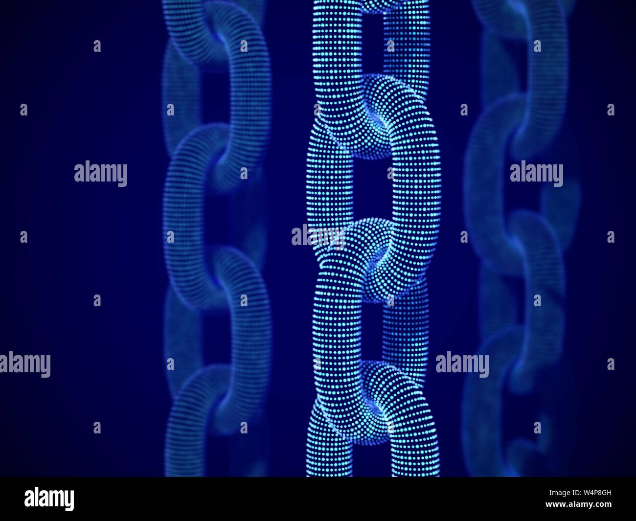 Blockchain technology and network connections: 3D digital chains Stock ...