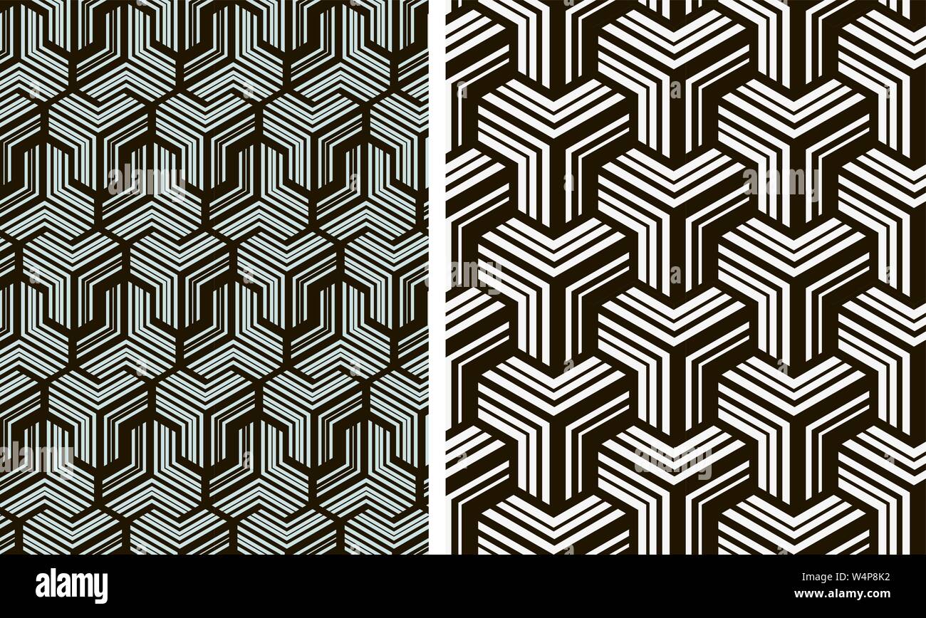 Set of seamless patterns. Abstract geometric background vector ...