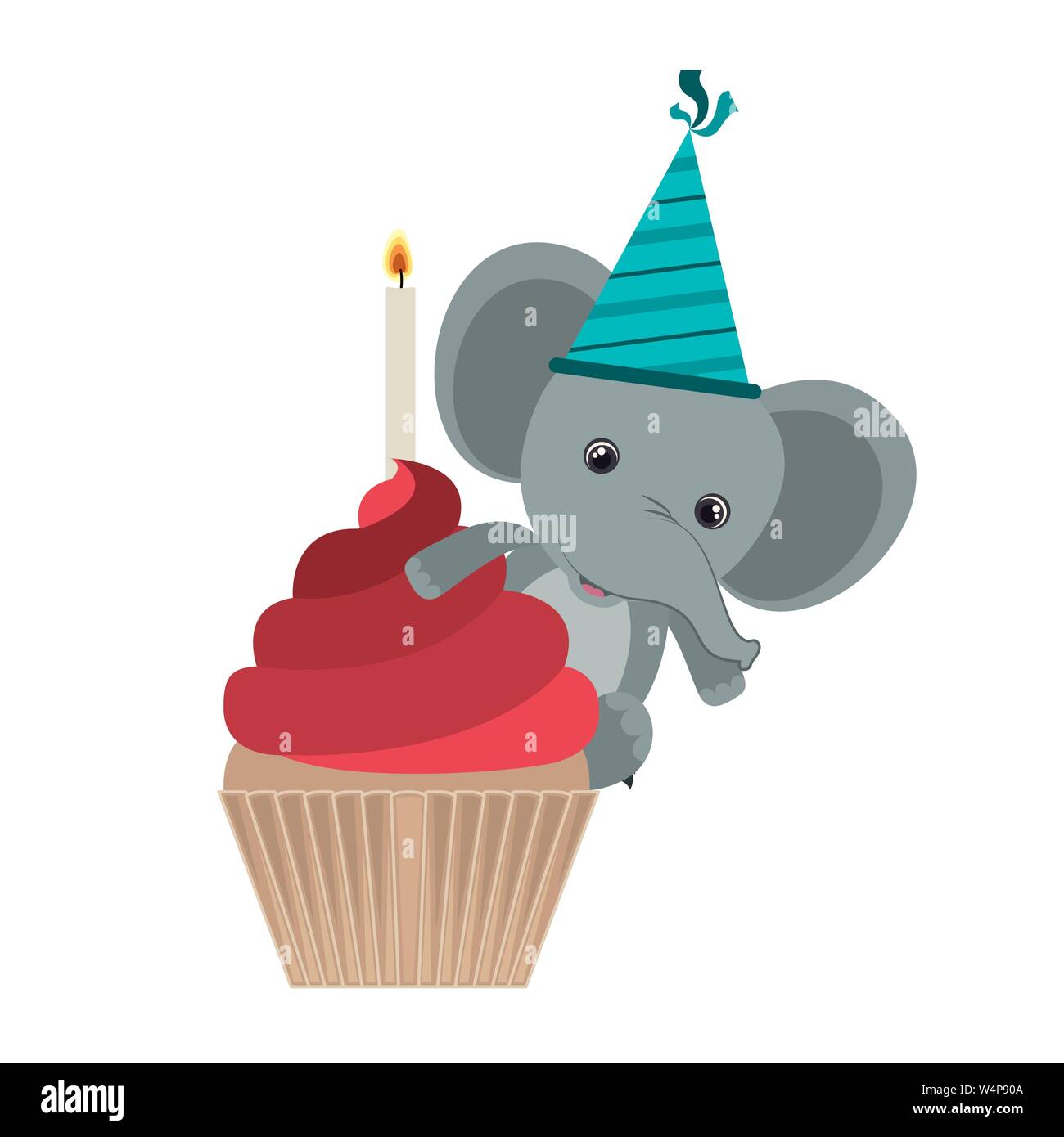 cute elephant with cake of happy birthday Stock Vector Image & Art - Alamy
