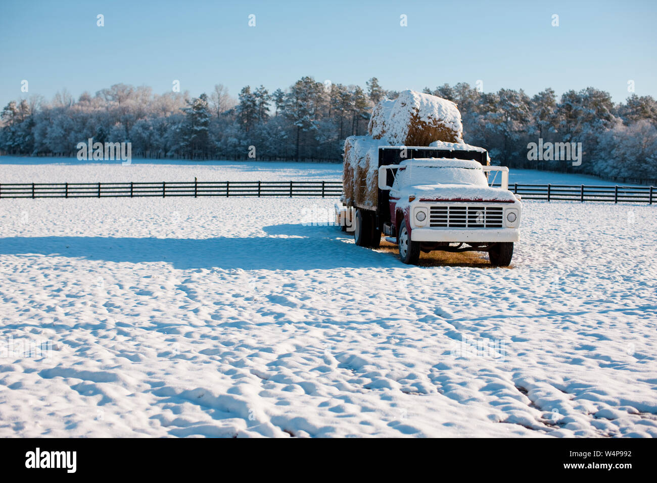 Snow covered truck Stock Photo - Alamy