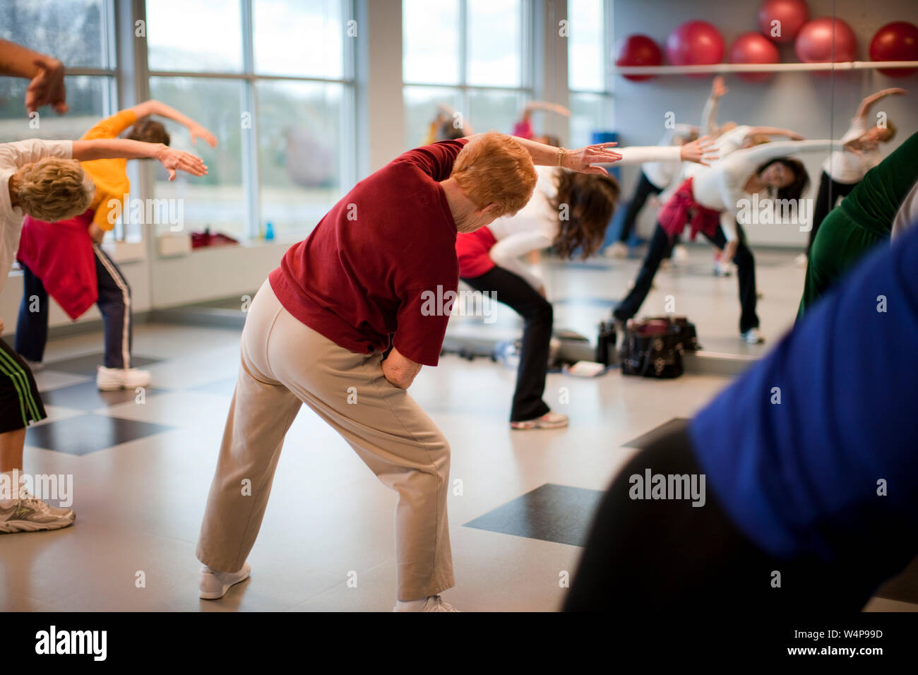 Elderly women doing an exercise class Stock Photo - Alamy