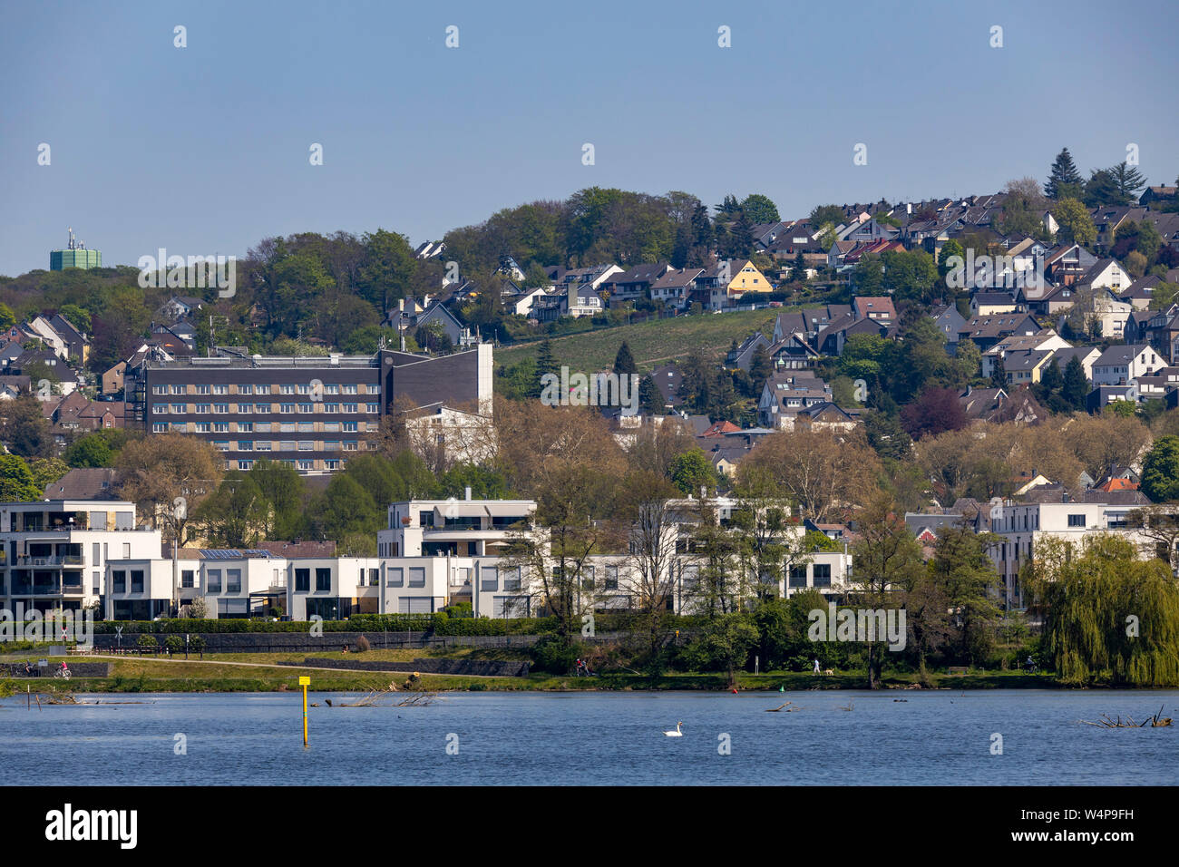 Essen, Lake Baldeney, Ruhr reservoir, view of the Essen district ...