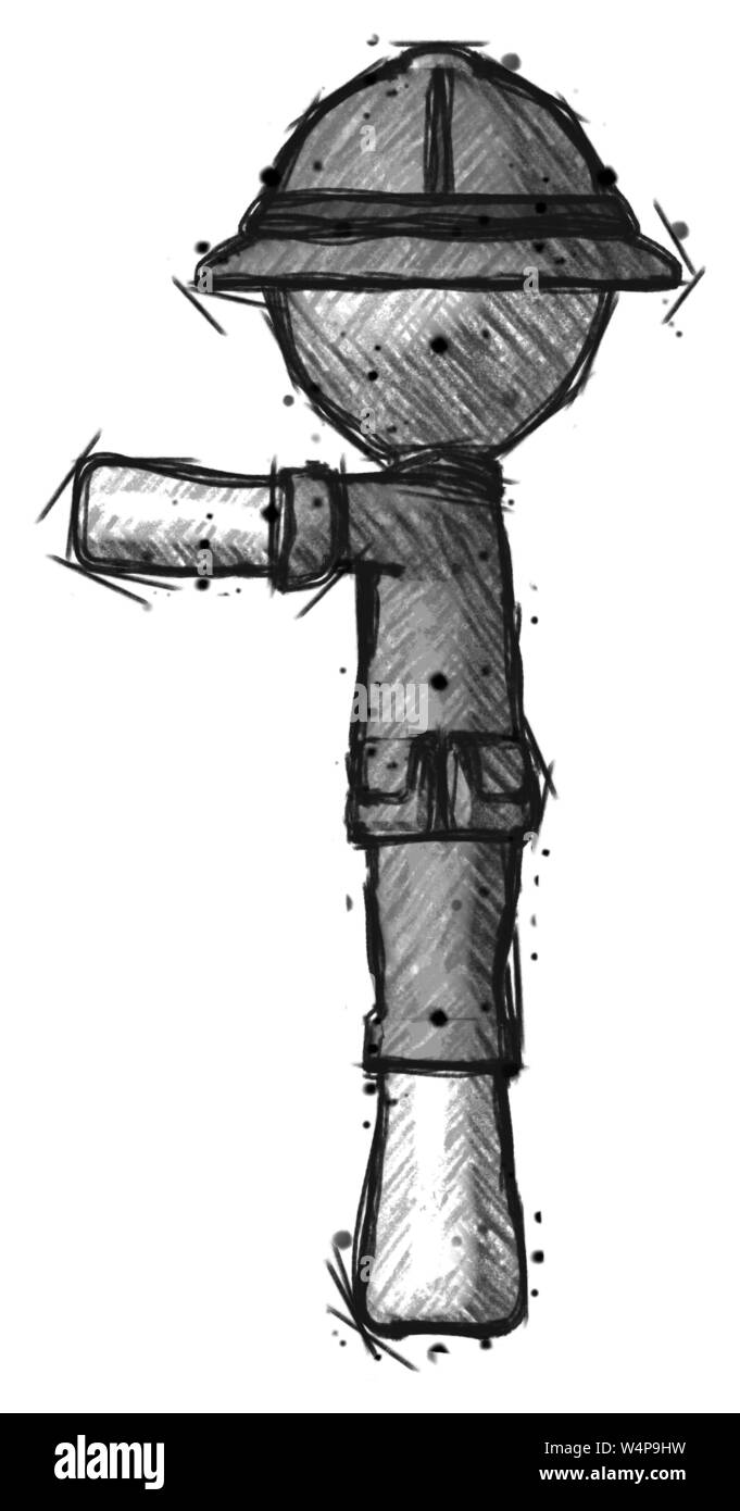 Sketch explorer ranger man pointing left Stock Photo - Alamy