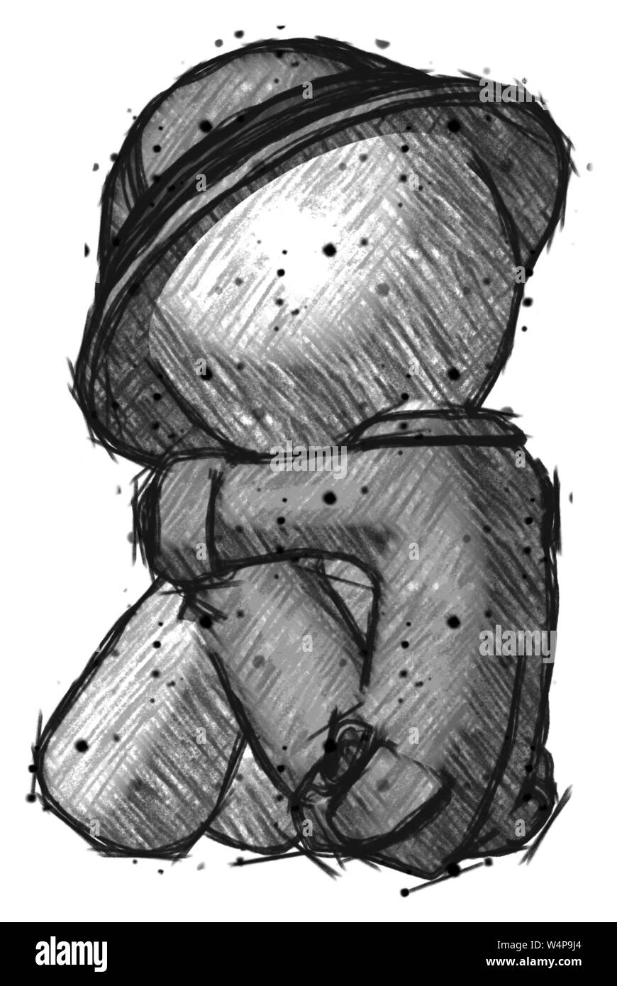 Person Sitting Back View Drawing