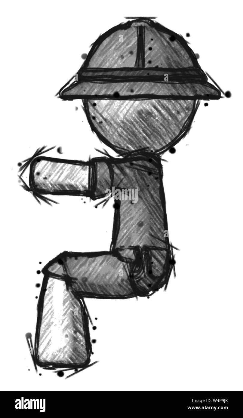 Sketch explorer ranger man sitting in driving position Stock Photo - Alamy