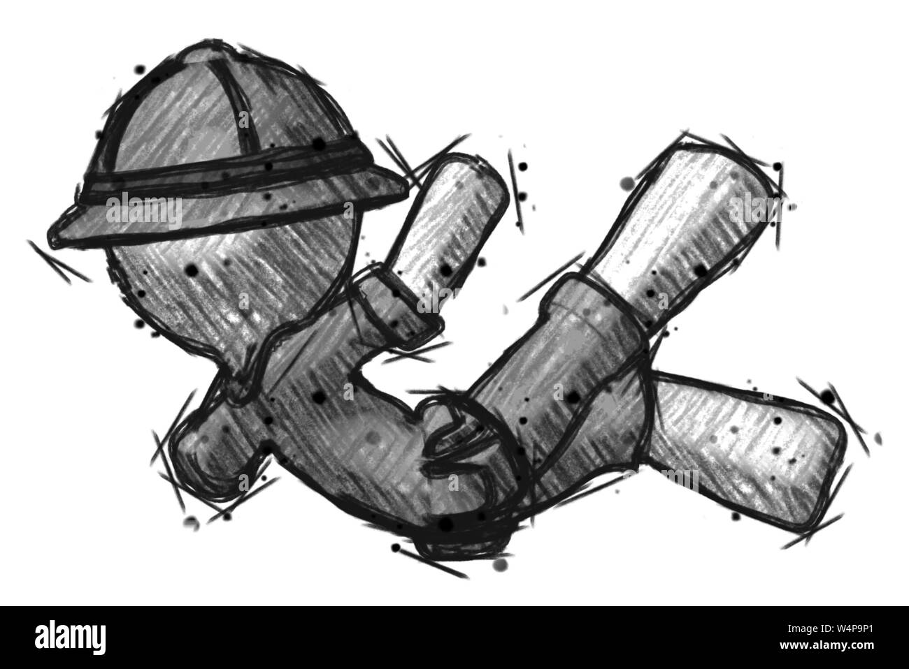 Sketch explorer ranger man falling backwards Stock Photo - Alamy