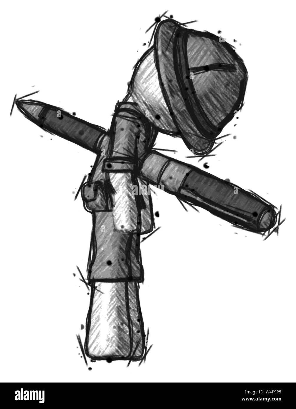 Sketch explorer ranger man impaled through the chest with a giant pen ...