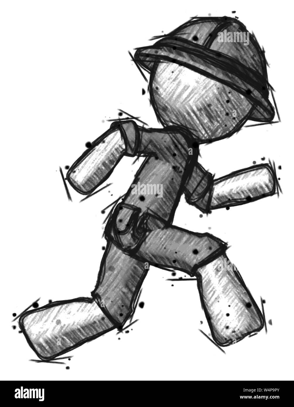 Sketch explorer ranger man running fast right Stock Photo - Alamy