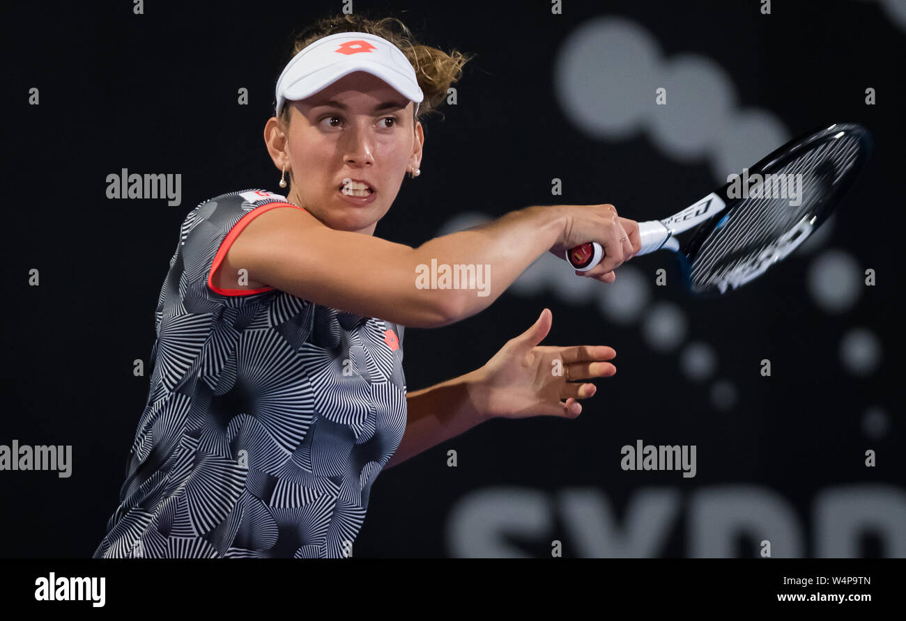 Elise Mertens of Belgium in action during her second-round match at the ...