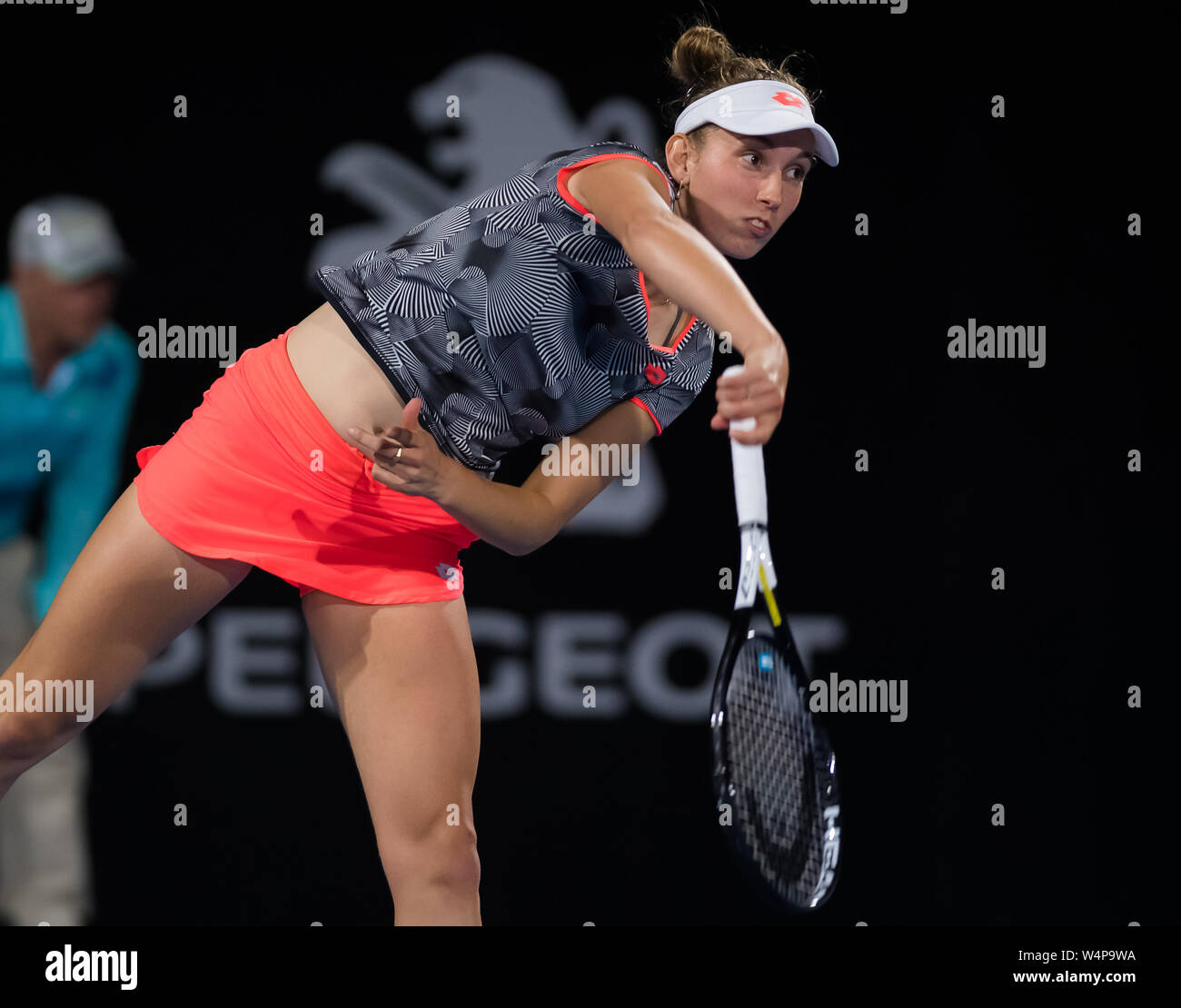 Elise Mertens of Belgium in action during her second-round match at the ...