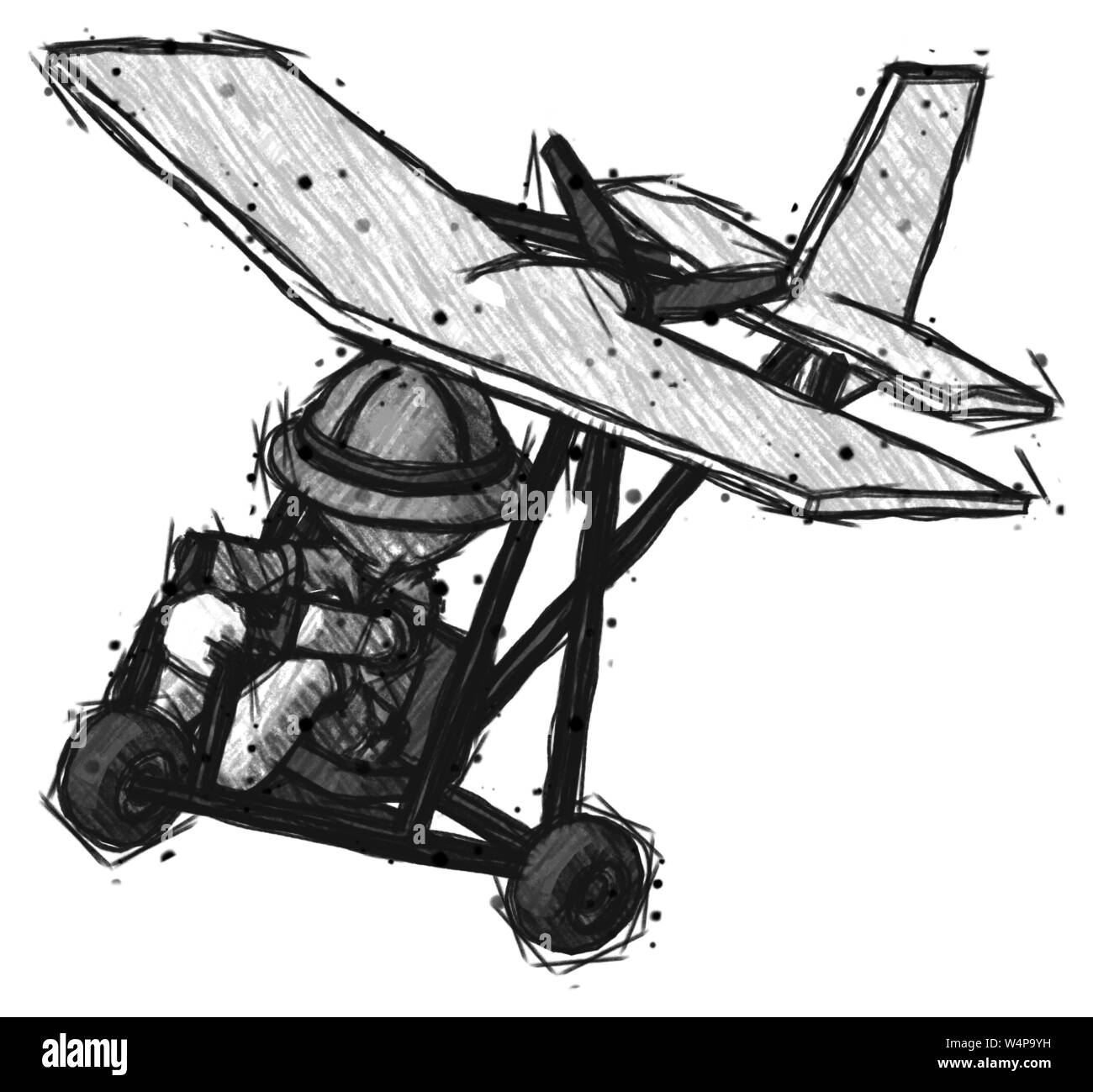 Sketch explorer ranger man in ultralight aircraft top side view Stock ...