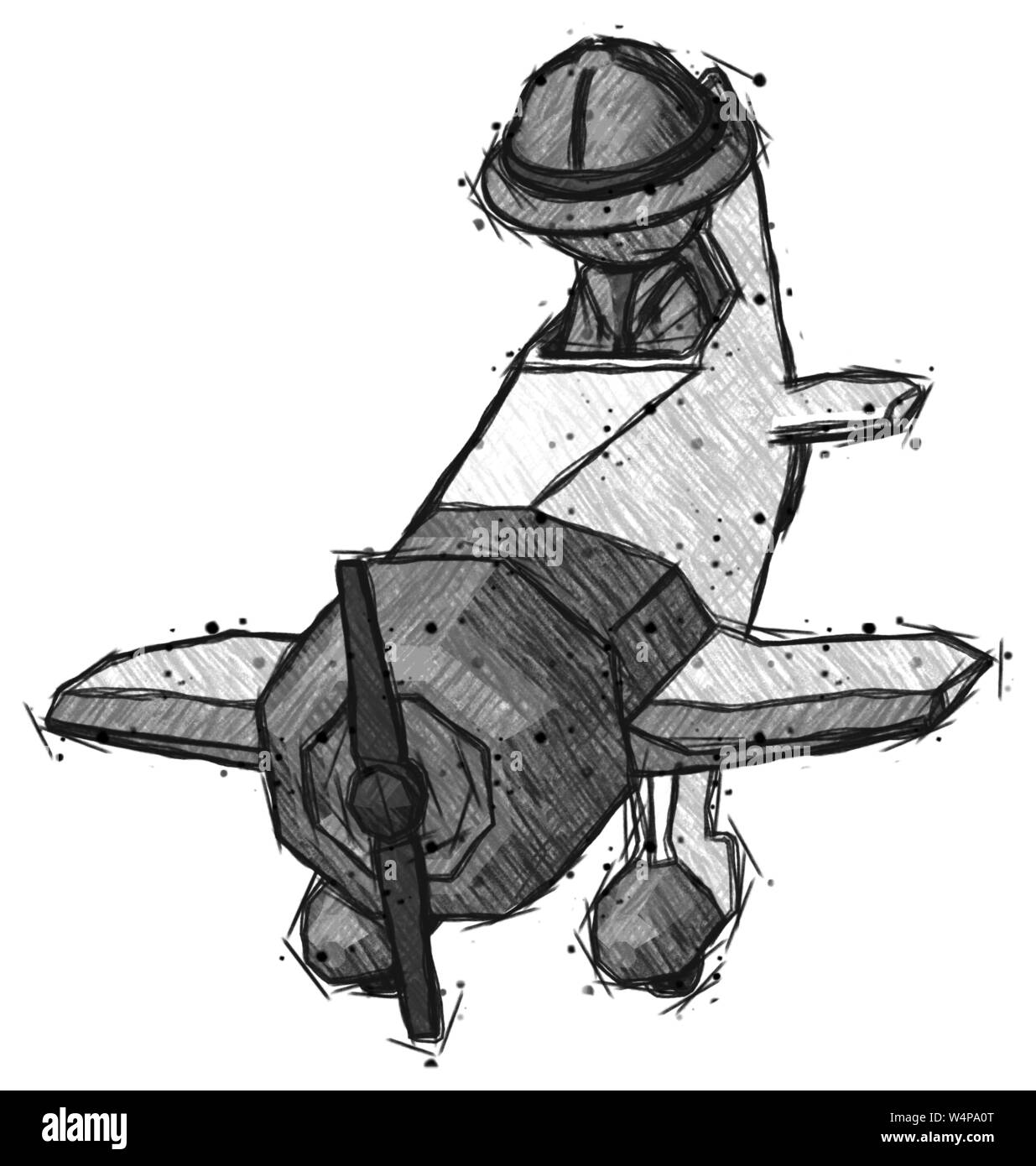 Old propeller airplane front view Black and White Stock Photos & Images ...