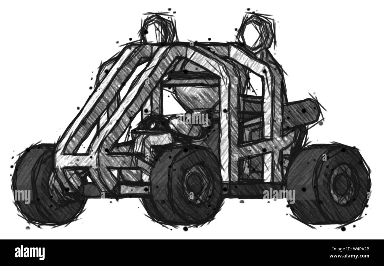 Sketch explorer ranger man riding sports buggy side angle view Stock ...