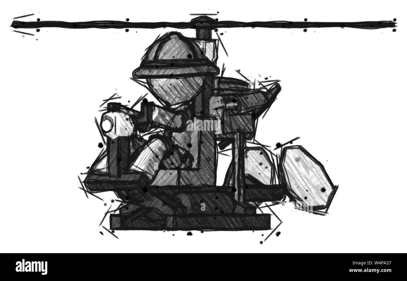 Flying machine sketch Black and White Stock Photos & Images - Alamy