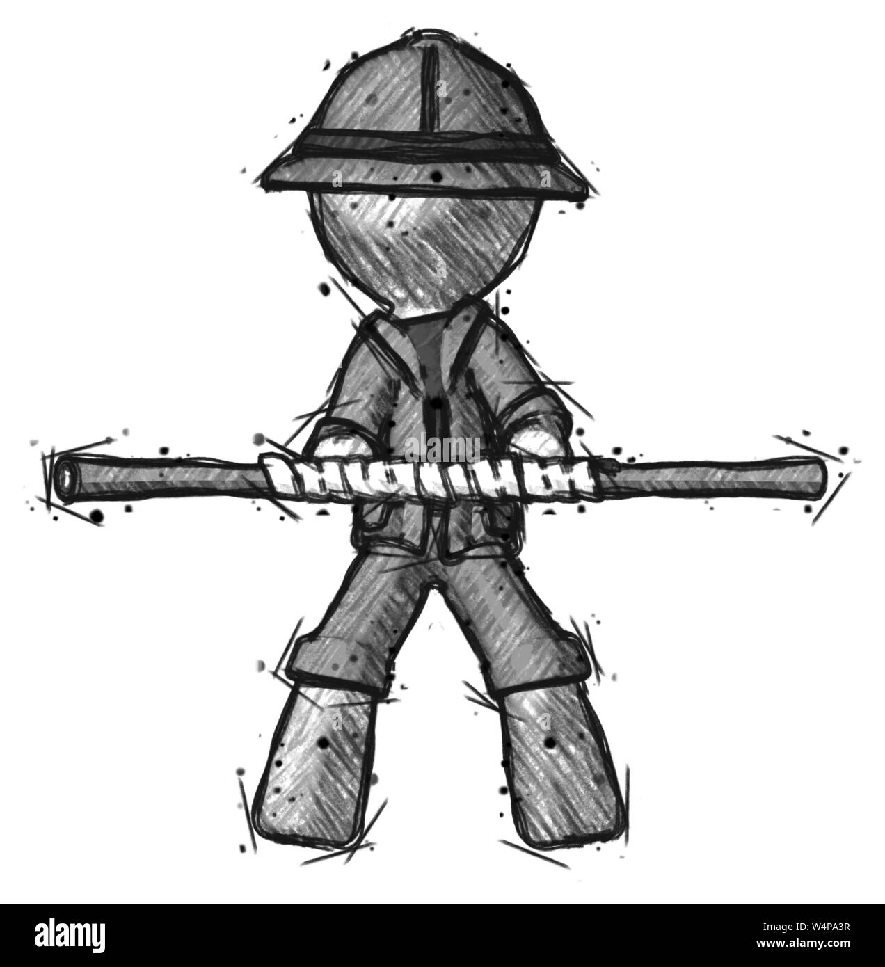 Sketch explorer ranger man bo staff kung fu defense pose Stock Photo ...