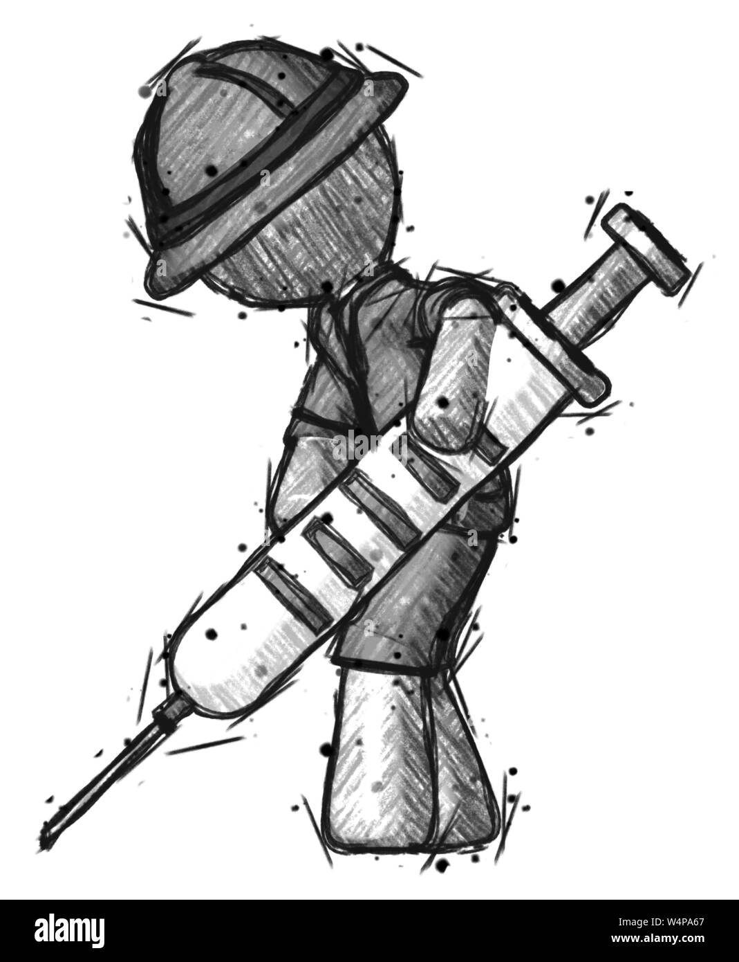 Sketch explorer ranger man using syringe giving injection Stock Photo ...