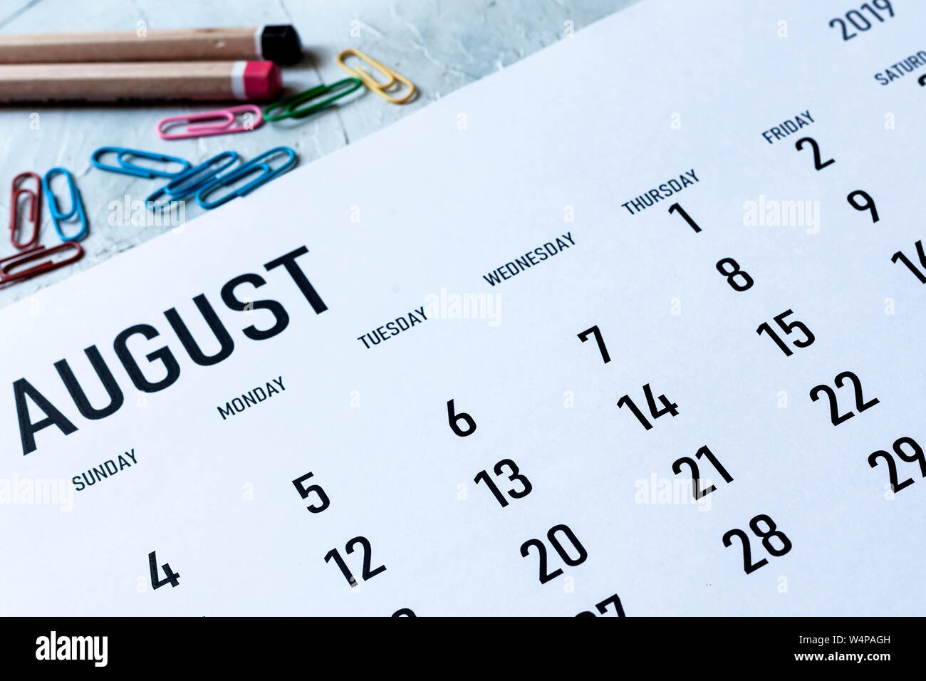 Simple 2019 year calendar week hi-res stock photography and images - Alamy