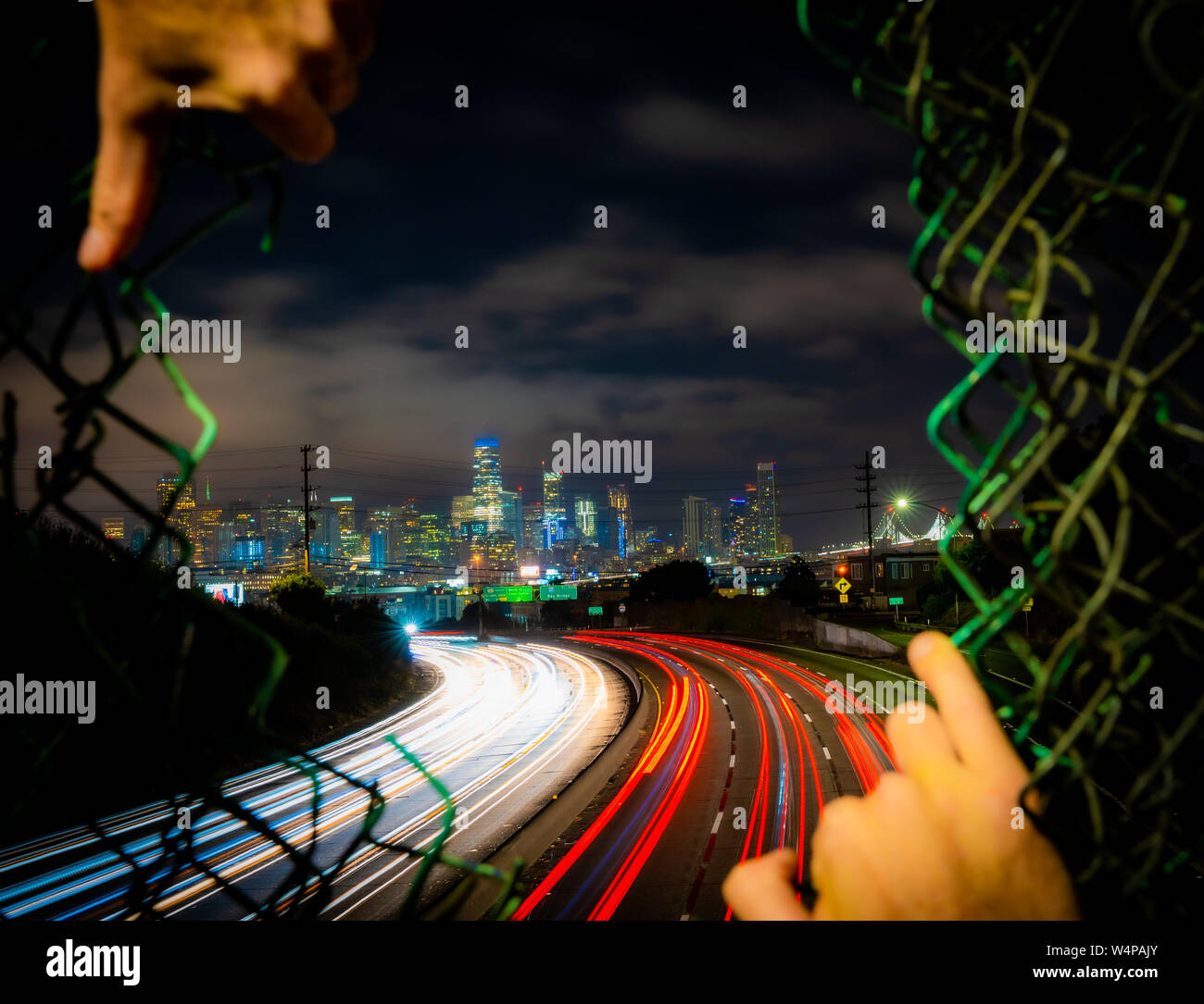 Long Exposure at night in San Francisco view Stock Photo - Alamy