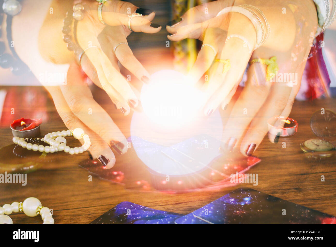 Predicting the future with tarot cards hi-res stock photography and ...
