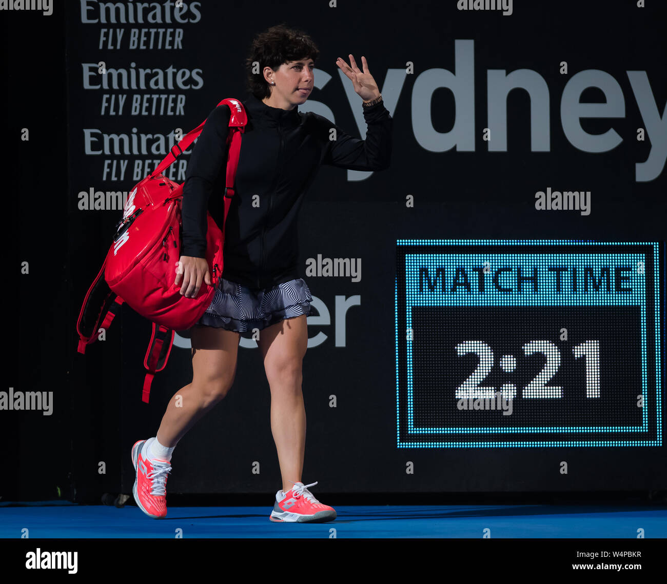 Carla Suarez Navarro of Spain in action during her first round match at ...