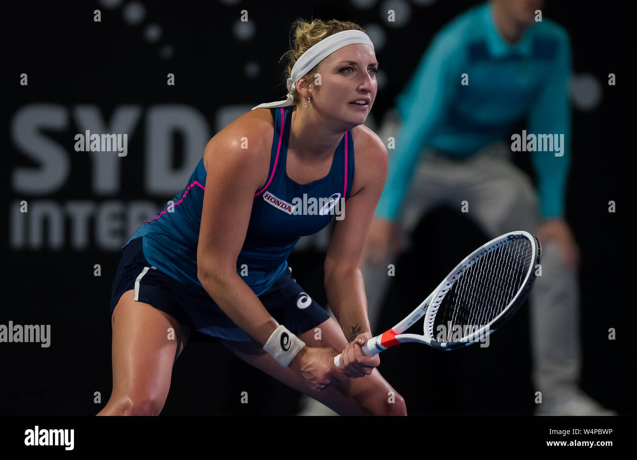 Timea Bacsinszky of Switzerland in action during the first round at the ...