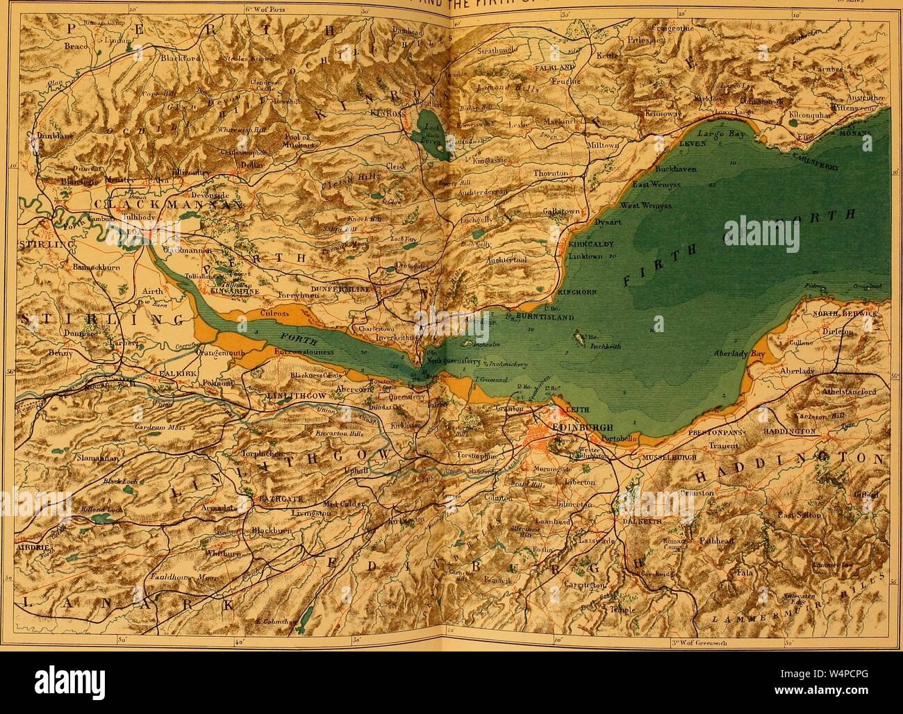 Engraved map of the London and the estuary of the Thames, from the book ...
