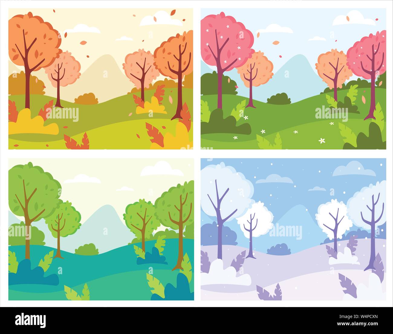 four seasons landscapes Stock Vector Image & Art - Alamy