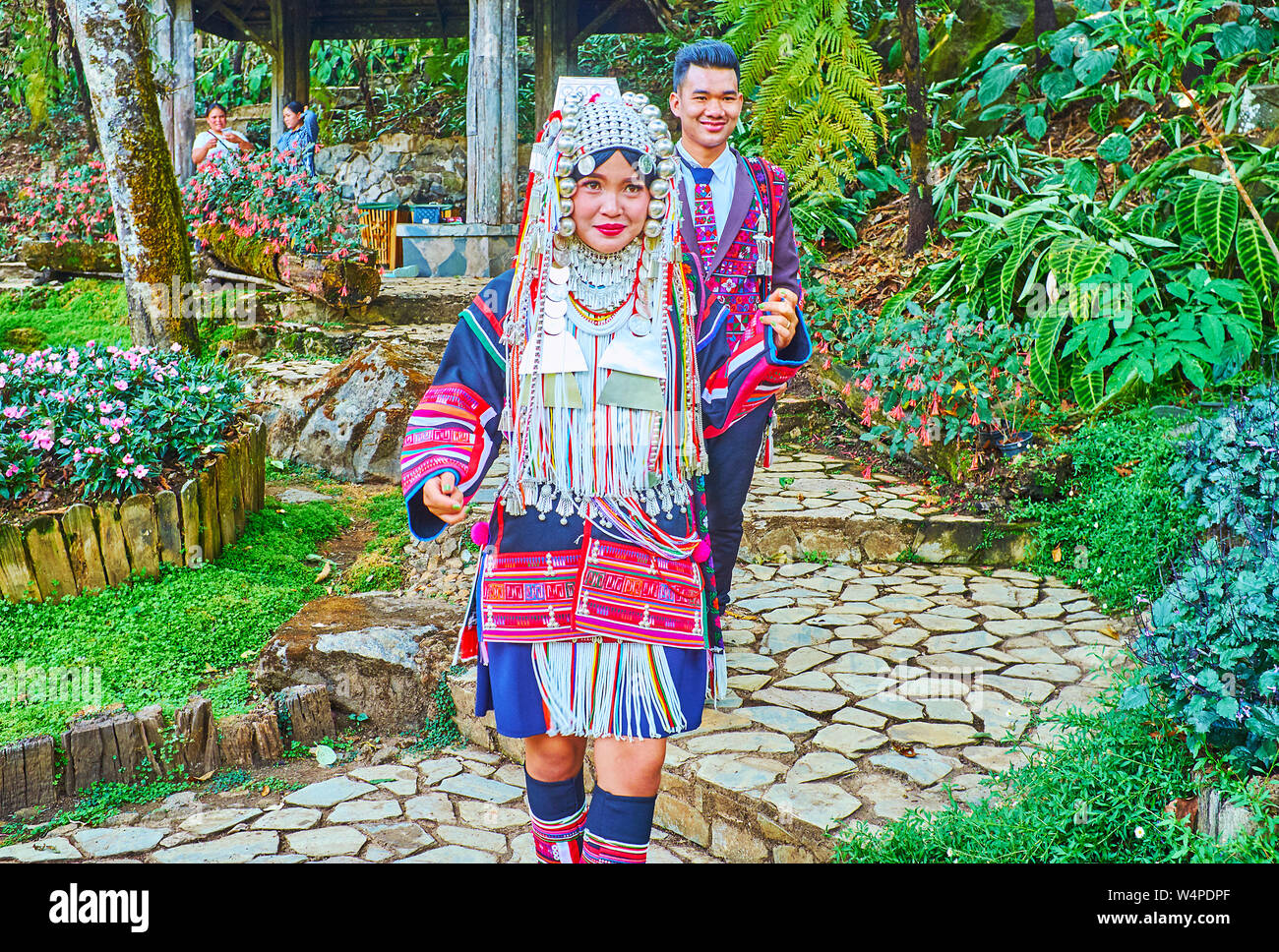 CHIANG RAI, THAILAND - MAY 9, 2019: The wedding couple of Akha Hill ...