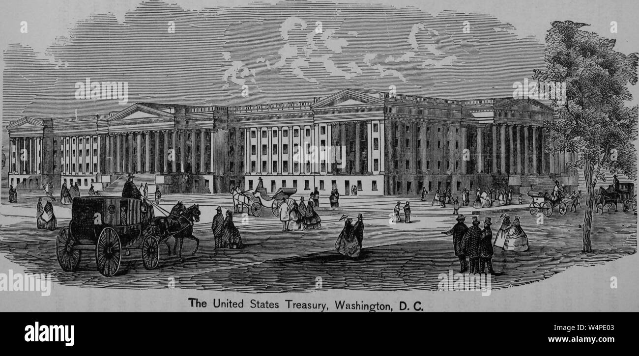 Engraving of the united states treasury building hi-res stock ...