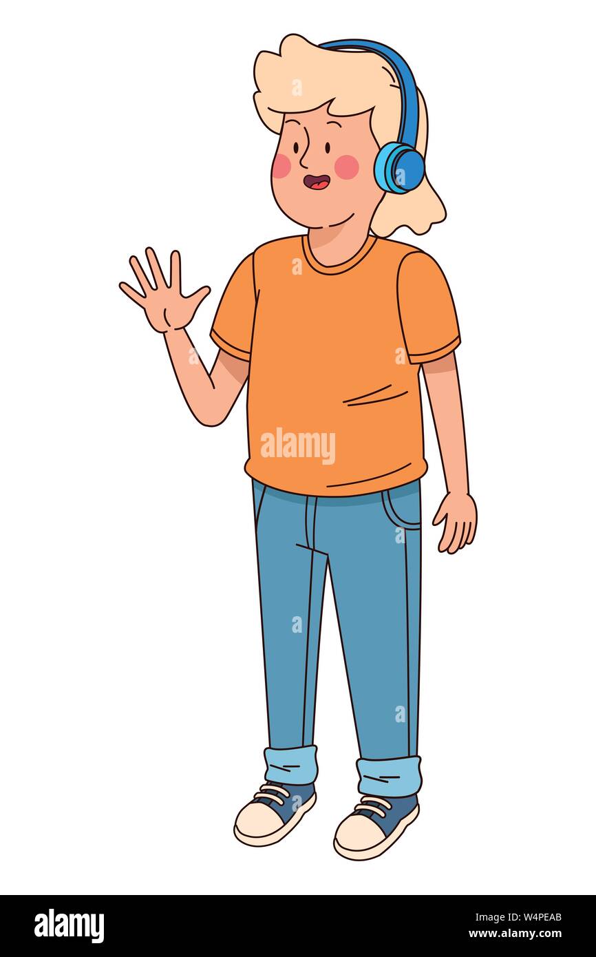 Young man headphones smiling Stock Vector Images - Alamy