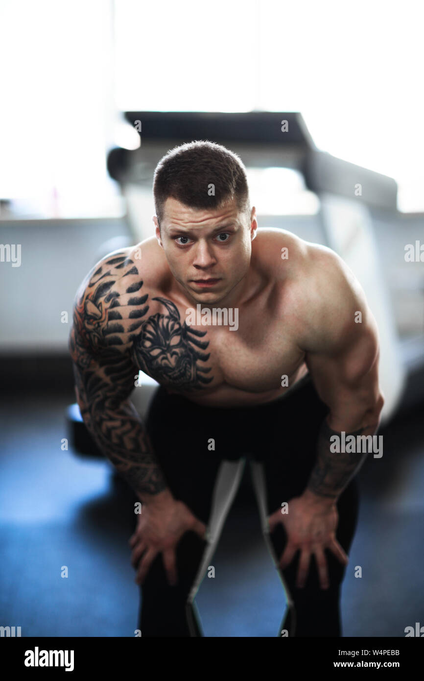 close up.gorgeous male bodybuilder looking at the camera Stock Photo ...