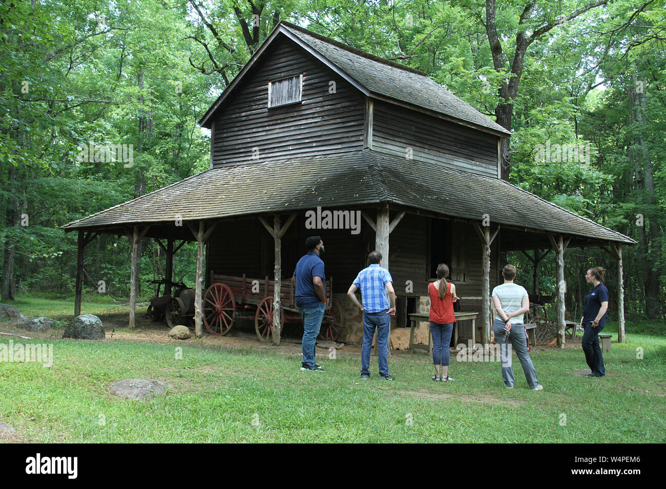 Tourists visiting the Duke Homestead, National Historic Landmark in ...