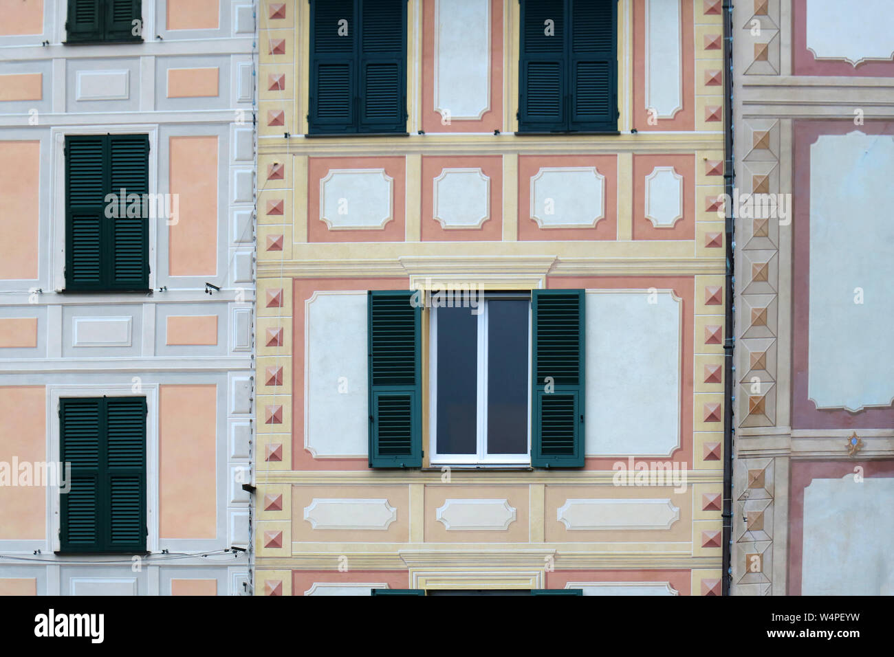 Retro residential house facade with closed windows Stock Photo - Alamy