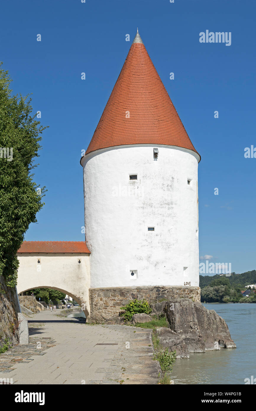 Schaibling Tower, Passau, Lower Bavaria, Bavaria, Germany Stock Photo ...