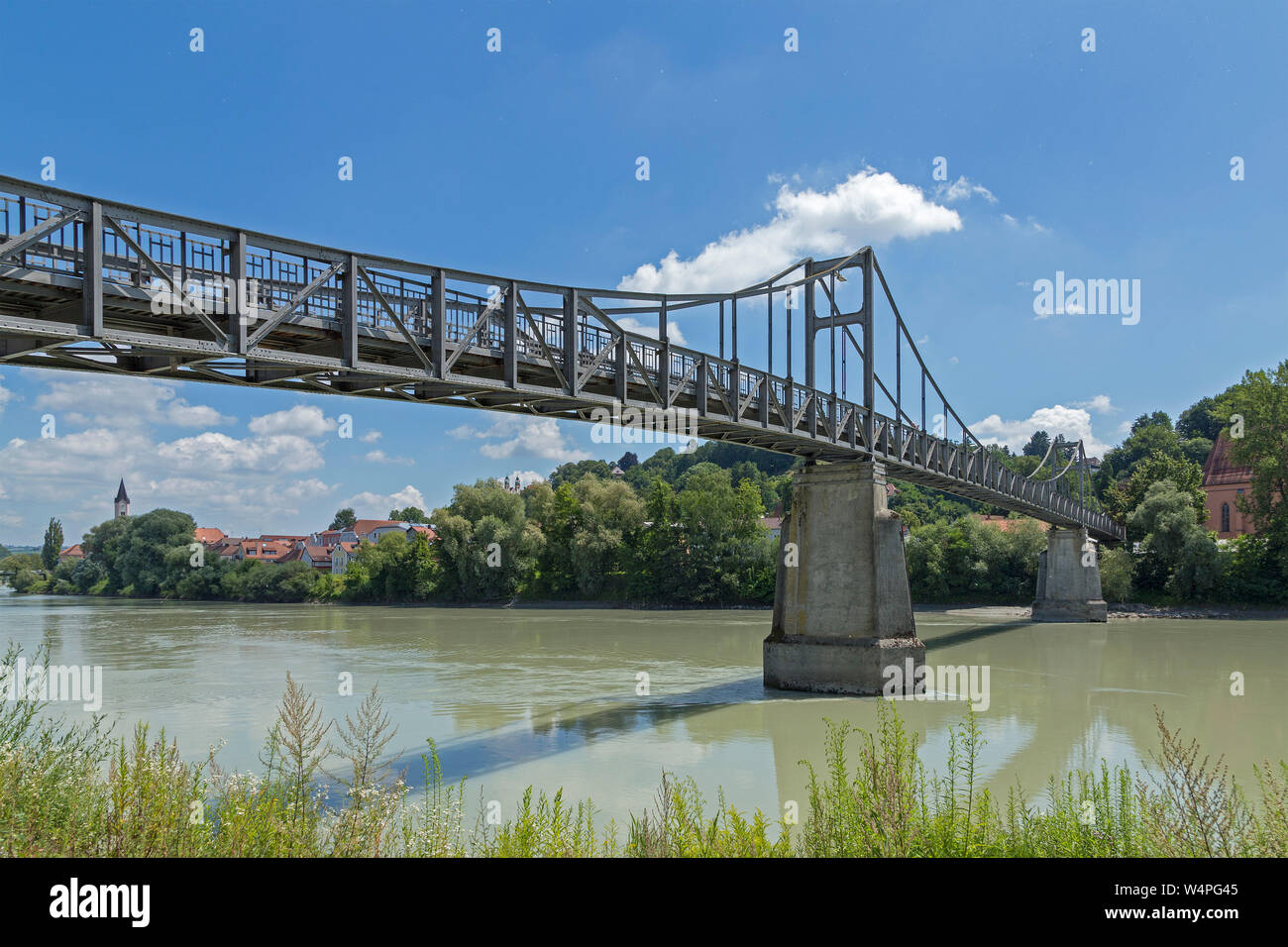 pedestrian bridge Innsteg, Passau, Lower Bavaria, Bavaria, Germany ...