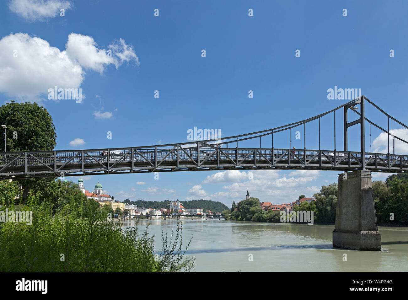 pedestrian bridge Innsteg, Passau, Lower Bavaria, Bavaria, Germany ...