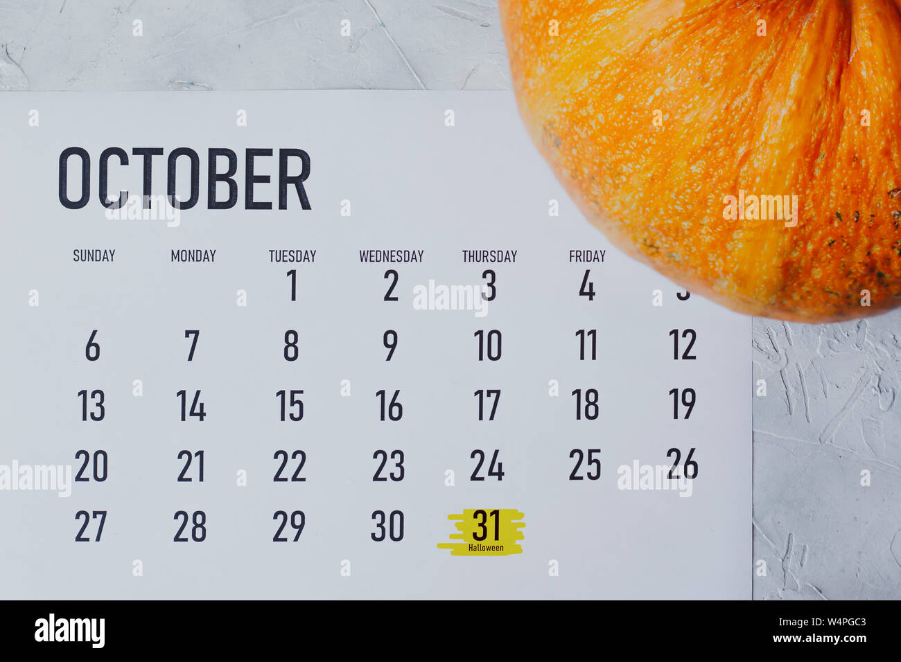 Simple 2019 October monthly calendar with Halloweed day - October 31 ...