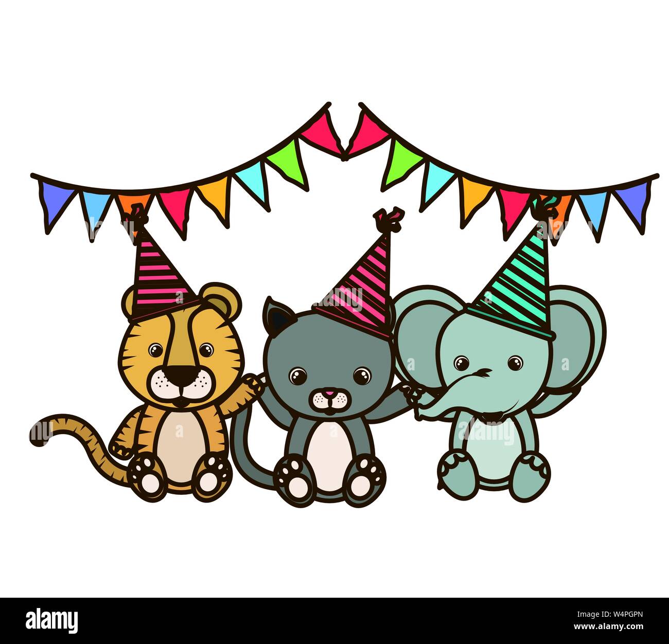 card of celebration with animals on white background Stock Vector Image ...