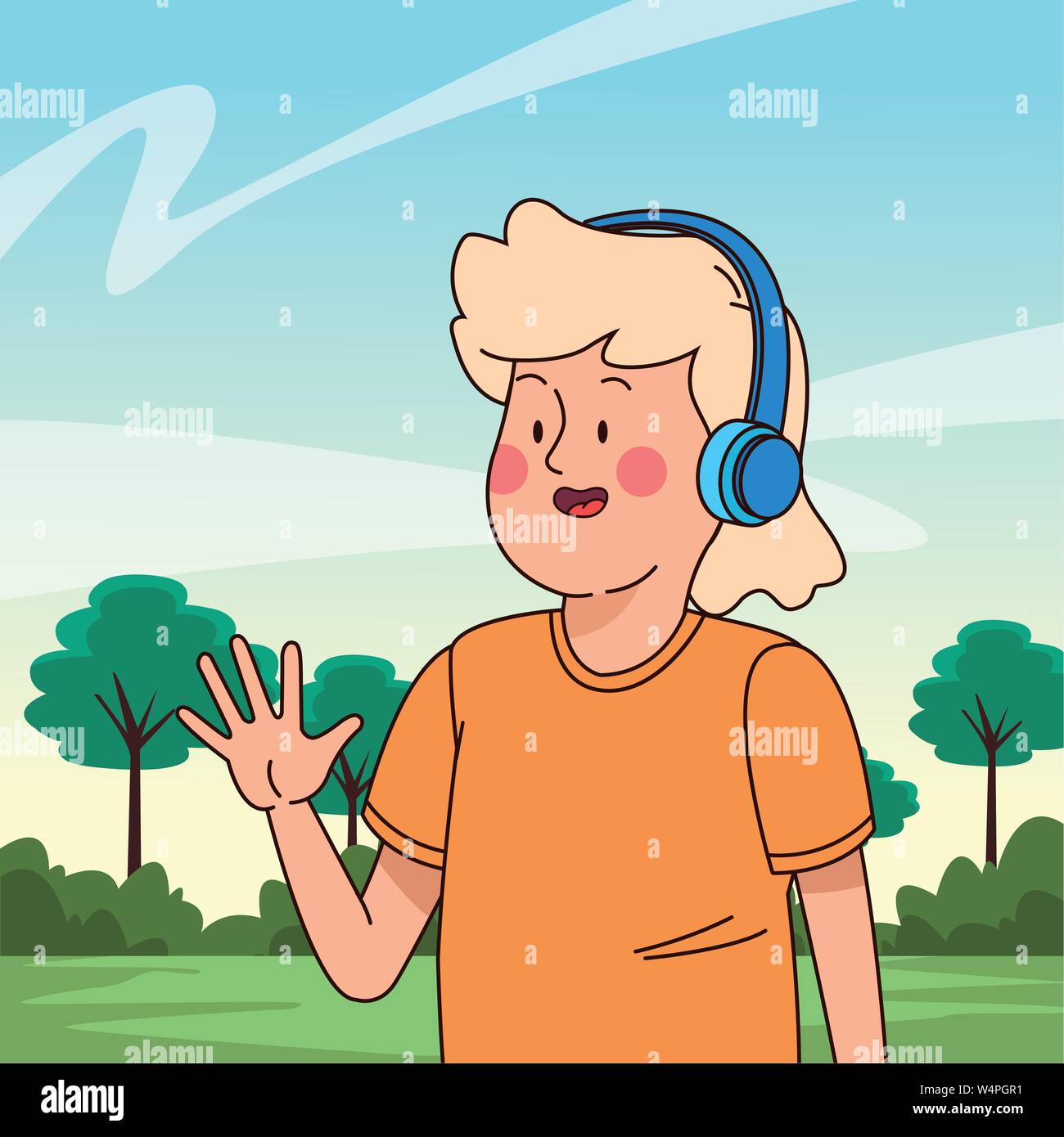 Teenager man smiling and greeting cartoon Stock Vector Image & Art - Alamy