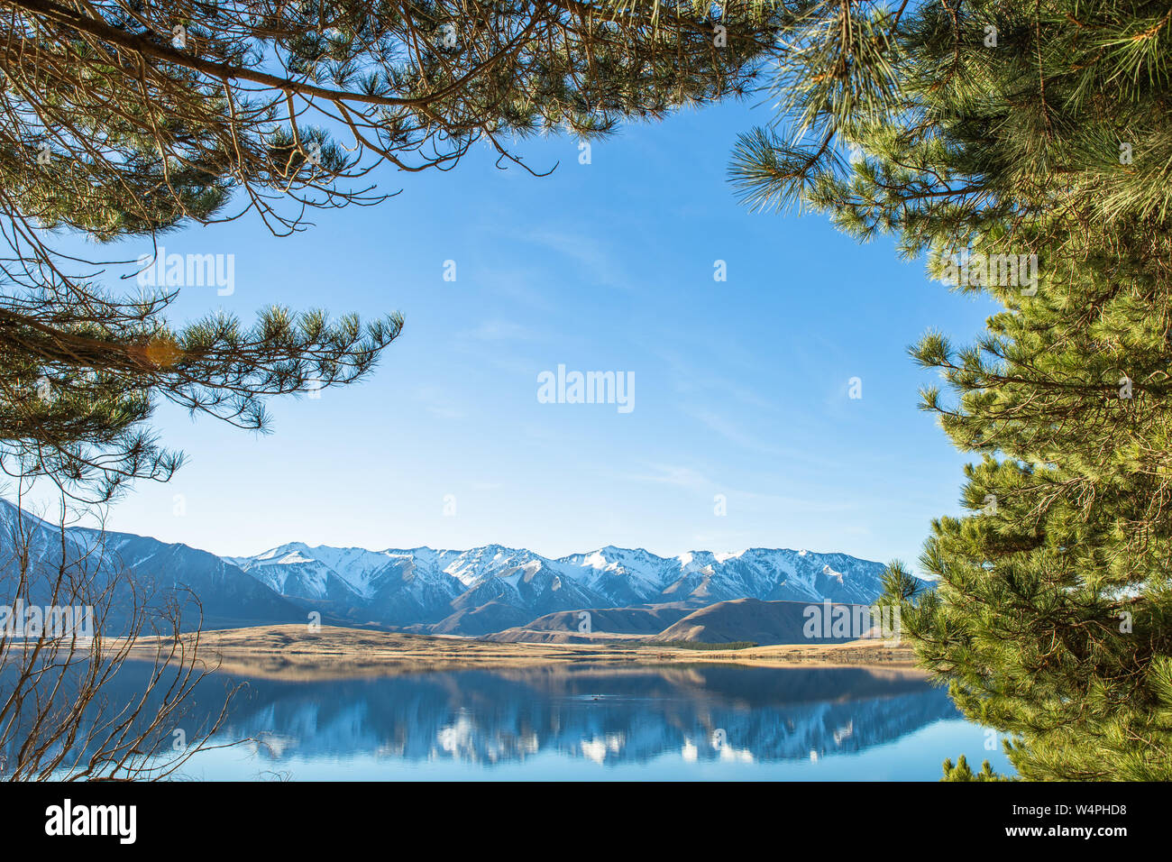 Mountain Alpine Lake Reflection Landscape, Snow Capped Peaks Alpine ...