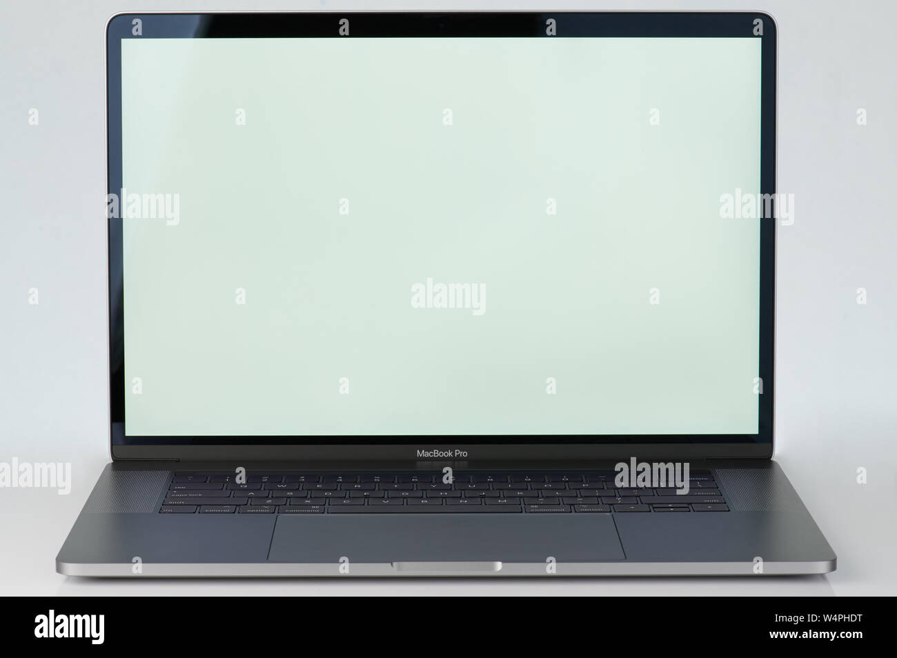 New york, USA - july 24, 2019: Gray laptop macbook pro front view ...