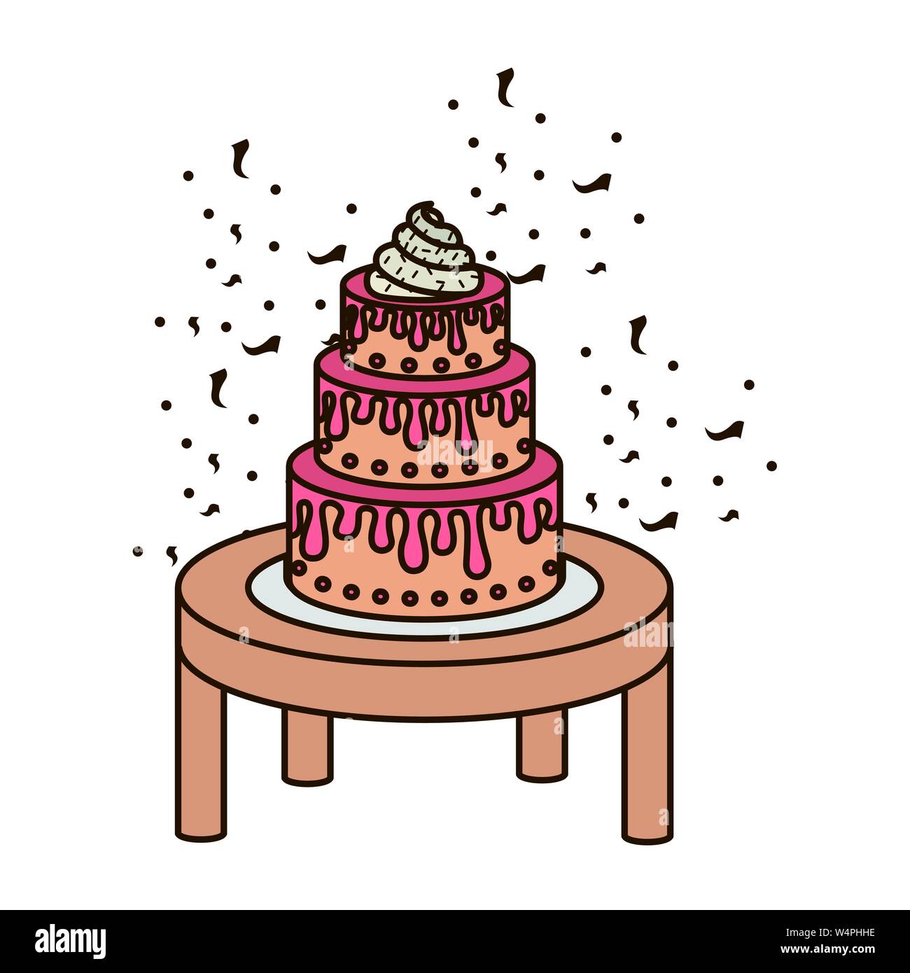 cake on wooden table of happy birthday Stock Vector Image & Art - Alamy