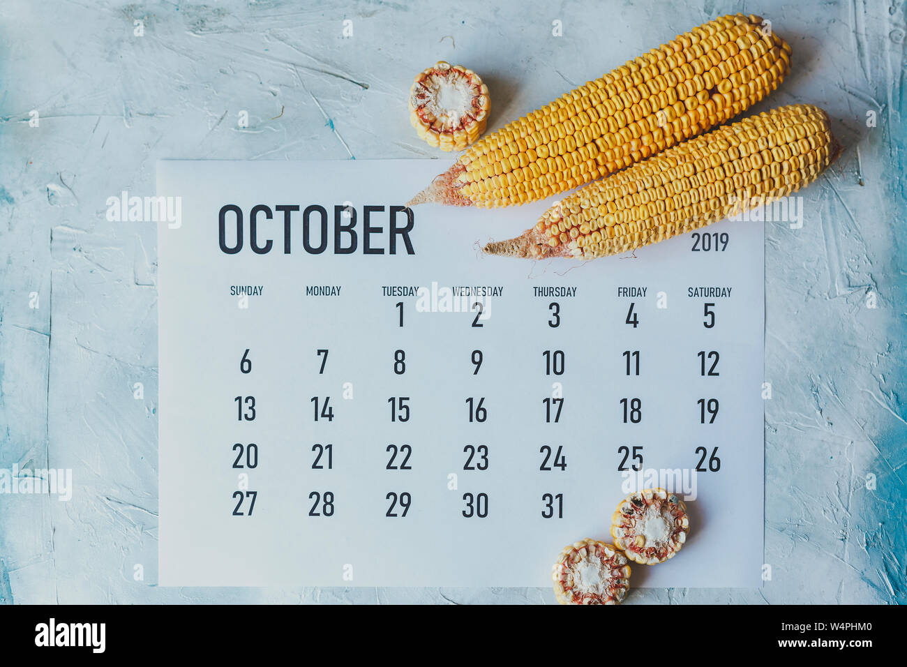 October Calendar. Autumn and Fall season concept. Harvest time. Top ...