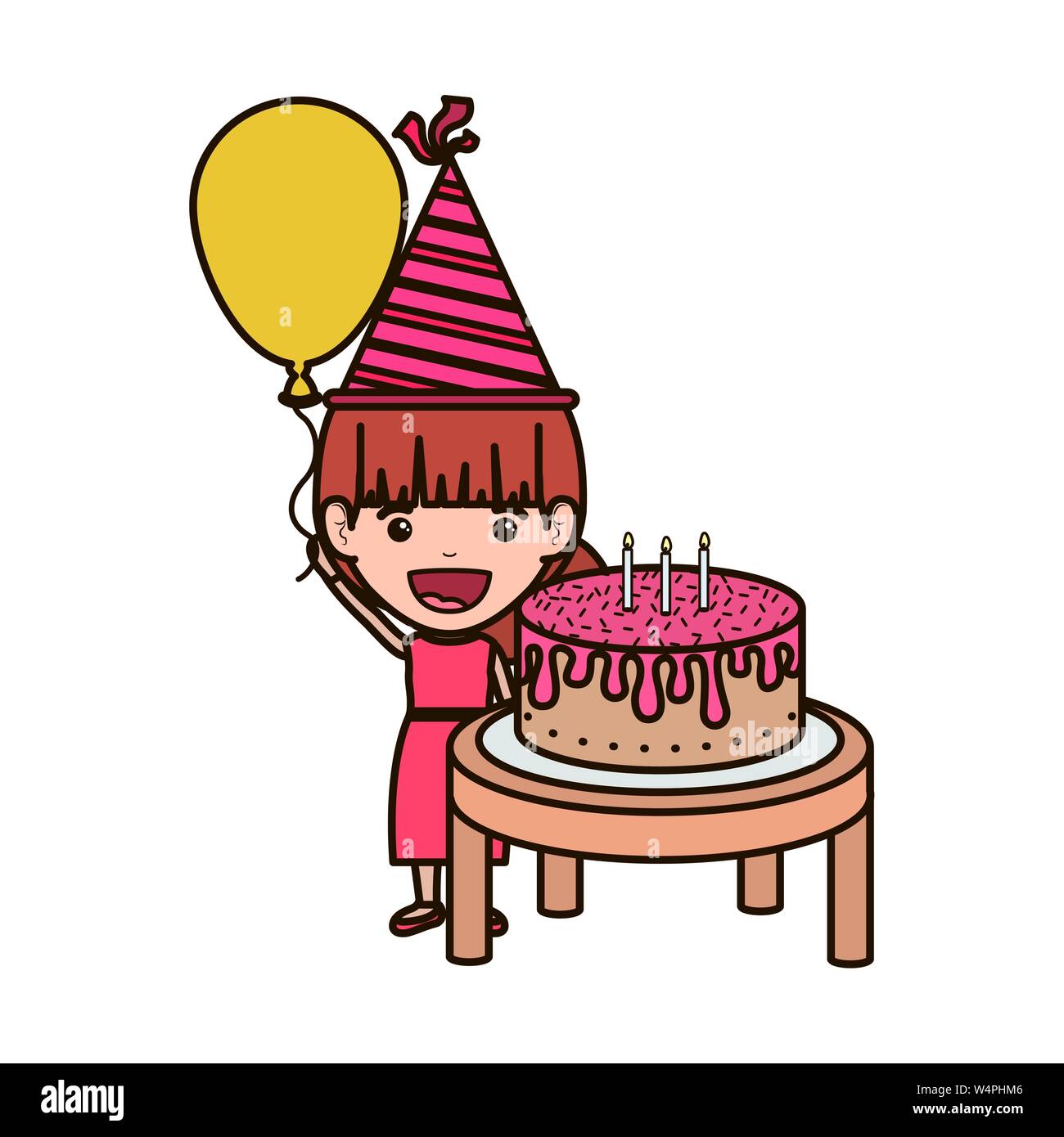 girl with party hat in birthday celebration Stock Vector Image & Art ...
