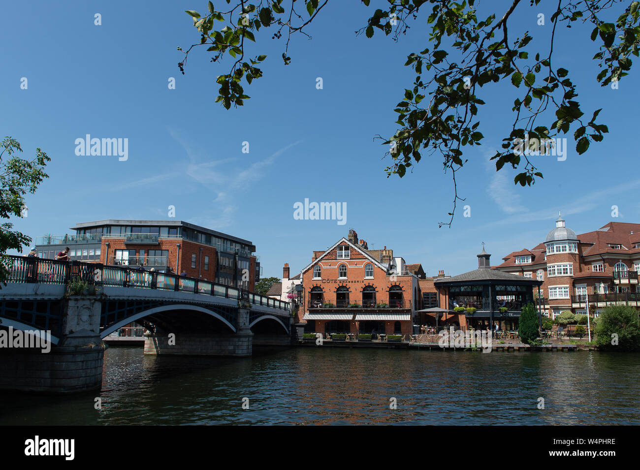 Views of Cote Restaurant in Eton and Windsor Bridge across the River ...