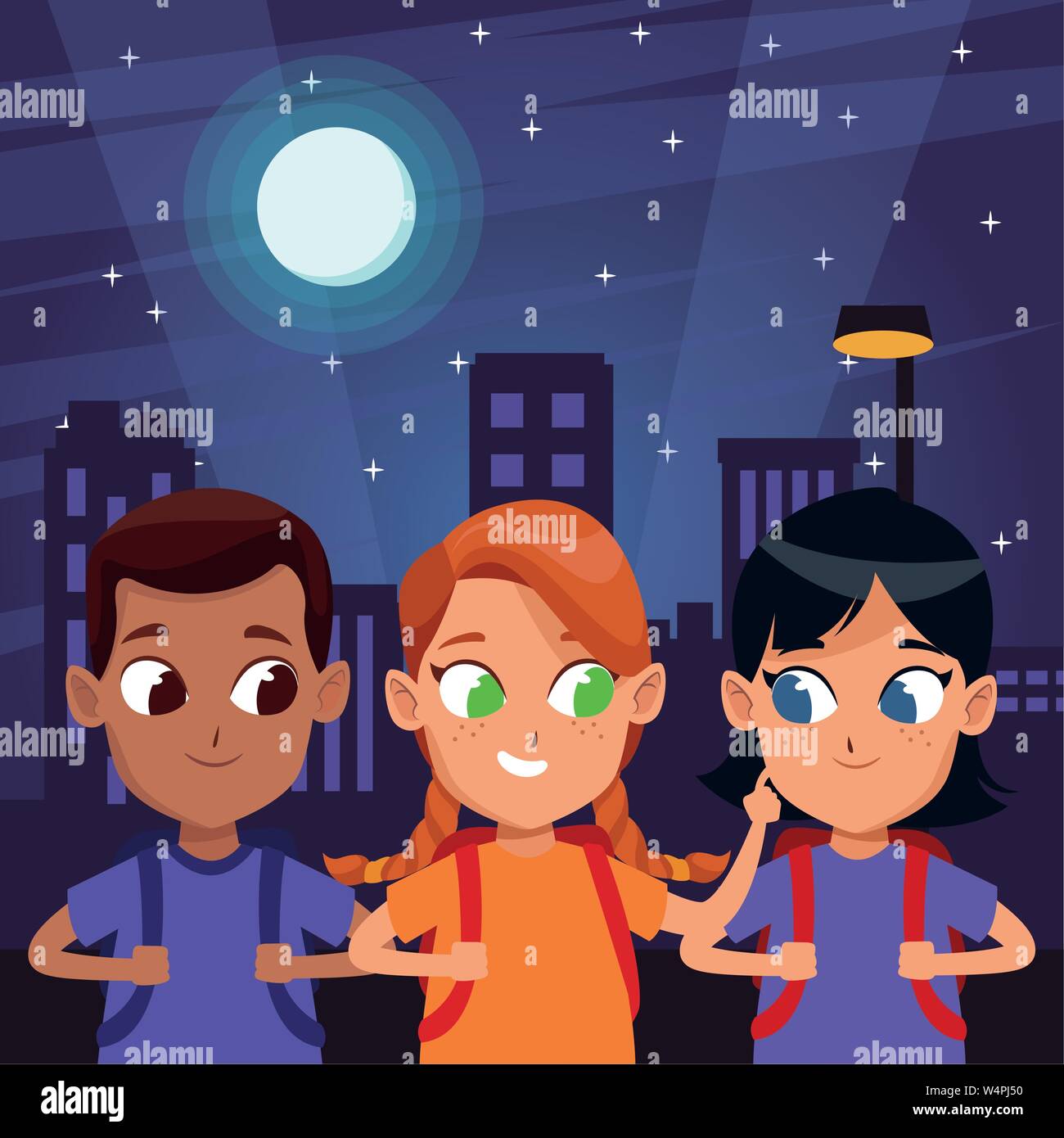 childhood cute school students cartoon Stock Vector Image & Art - Alamy