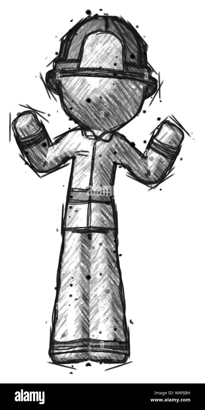 Sketch firefighter fireman man shrugging confused Stock Photo - Alamy
